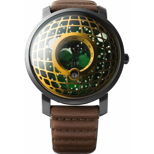 Xeric Trappist-1 American Moonphase Brass Green - www.expertfinejewelry.com